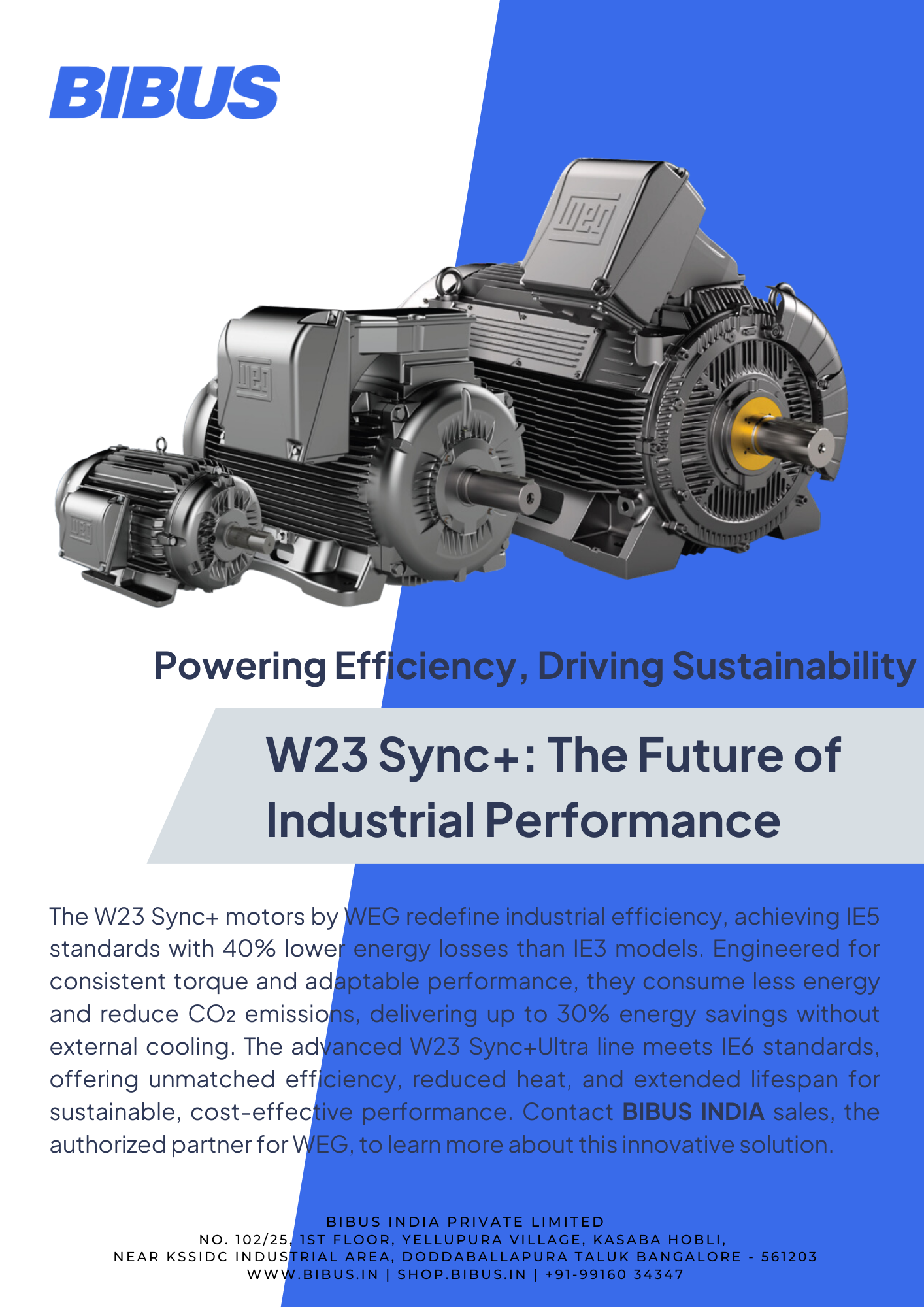 W23 Sync+ Industrial Motor – High Efficiency & Energy Saving | BIBUS INDIA